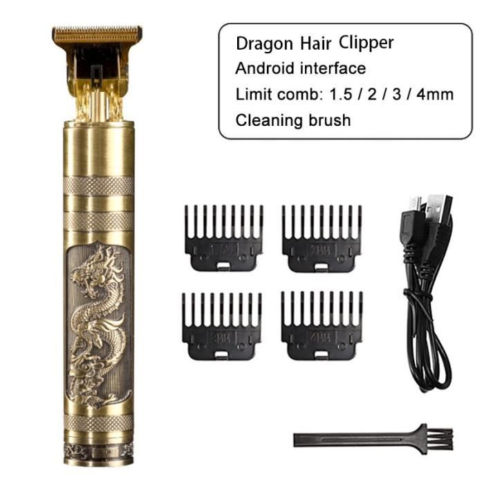 Dragon usb Tondeuse vintage T9 pour hommes, rasoir électrique sans fil LCD 0mm, Kit ...