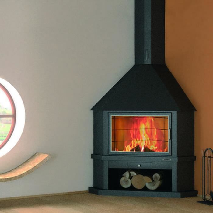 Cheminée CH51 de Coin avec Base et Foyer réfractaire - Cdiscount Bricolage