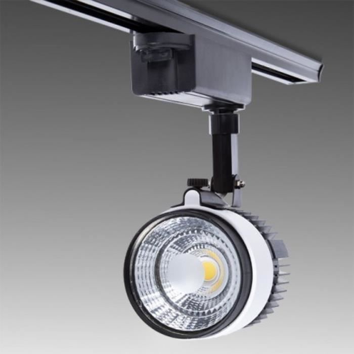 Spot LED Sur Rail Monophasé COB 20W 1800Lm 30.000H Leilani | Blanc ...