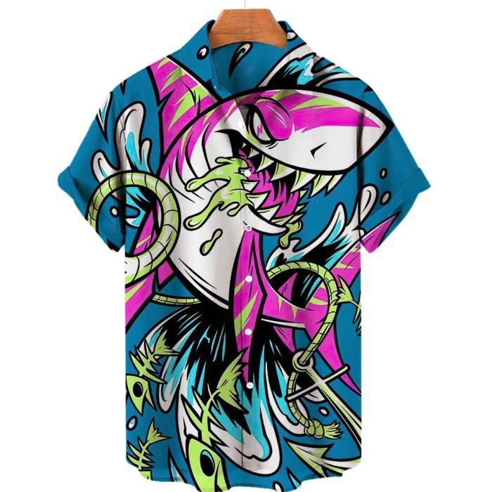 Chemise,Chemise hawaïenne 3D tête de mort pour homme,chemises pour ...