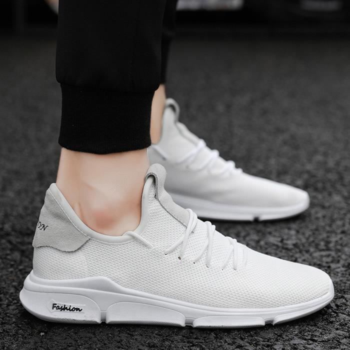 Chaussures De Sport Hommes Solide Mesh Cross Tied Ventilation Gym ...