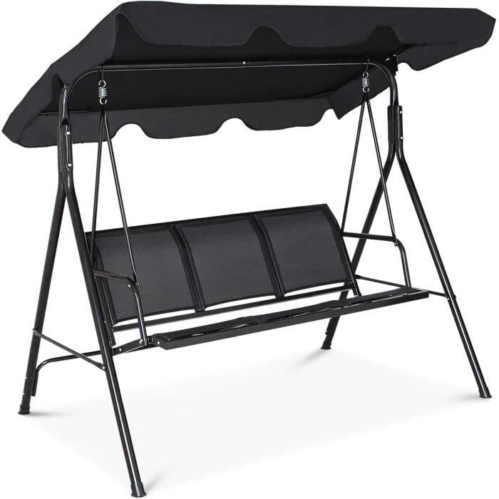 RELAX4LIFE Balancelle de Jardin en Textilène 3 Places | Toit ...