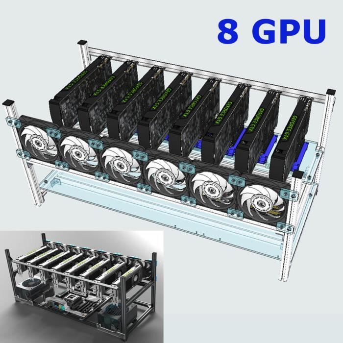 TEMPSA 8 GPU Open Air Mining Rig Frame Case Boîtier PC Aluminum ...