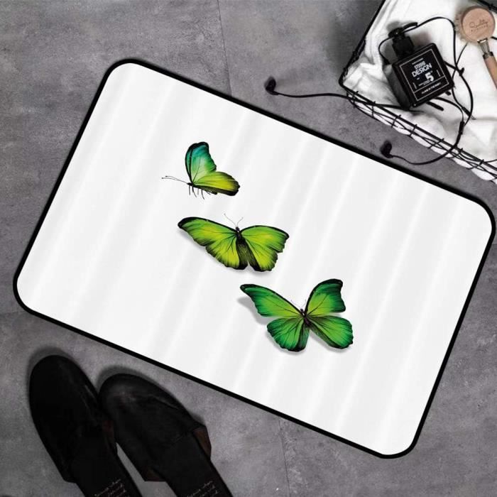 Tapis De Bain Antidérapant Microfibre 40X60 Cm,Vert, Trois Papillons ...
