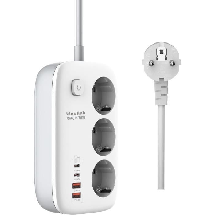 Multiprise Avec Chargeur Usb C 65 W, Multiprise 3 Prises Avec ...