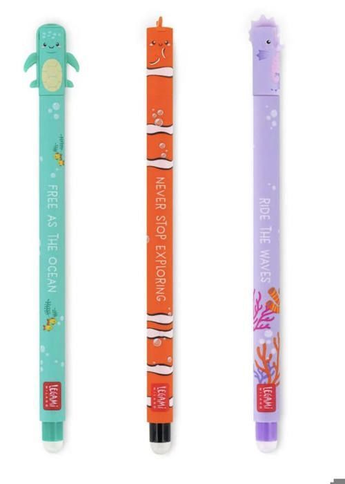 Legami - Lot de 3 stylos gel effaçables, sous la mer, stylos avec encre ...