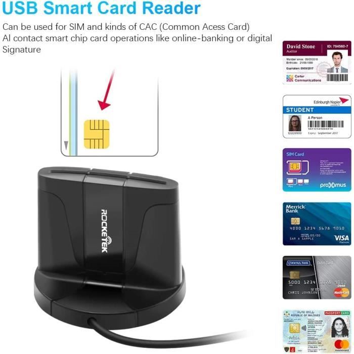Lecteur de Carte d'identité e ID Smart Card USB ID Adaptateur Lecteur ...