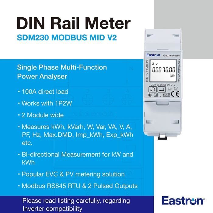 Sdm230 Modbus Rs485 Monophasé Compteur D énergie Moniteur Consommation ... Sdm230 Modbus Rs485 Monophasé Compteur D énergie Moniteur Consommation ...
