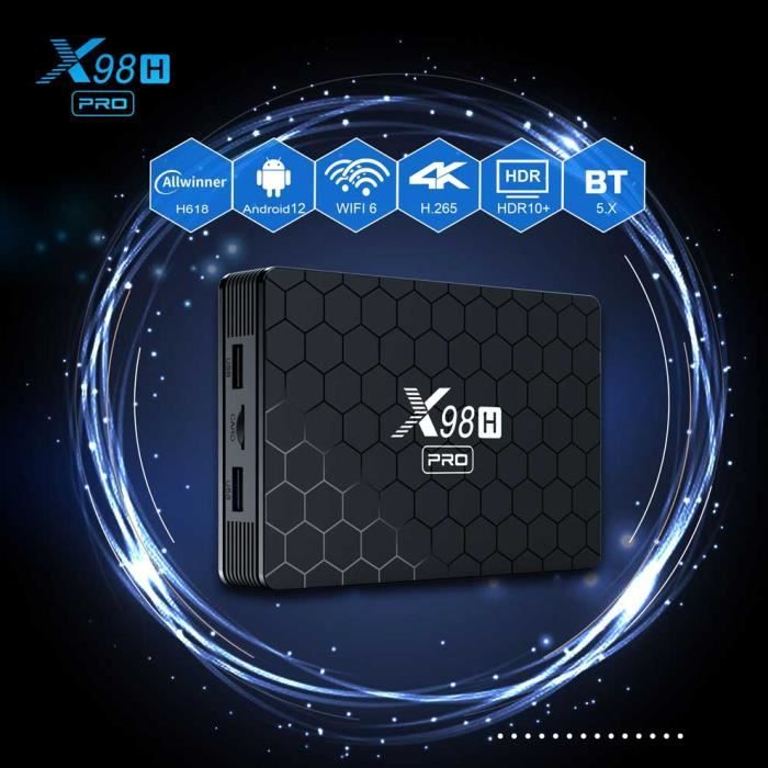Boitier iptv, Android 12 Smart TV Box X98H Pro 4GB 32GB Allwinner H618 ...
