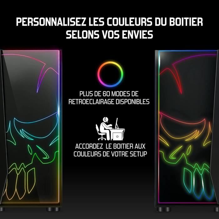 Boitier Pc Gamer Rgb Ghost One Façade Et Paroi En Verre Trempé 60 Modes ...