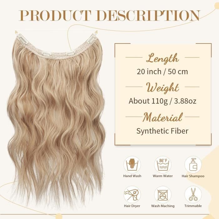 Extension Cheveux Fil Invisible Naturels Longs Bouclés Et Ondulés Avec ...