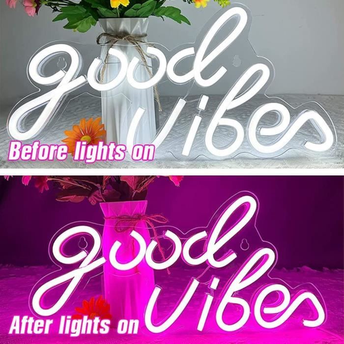 Néon LED Good Vibes, Enseigne Lumineuse au Néon LED, Enseignes Lumineuses Décorations Murales ...