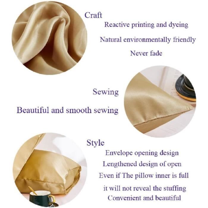 Queen Lot De 2 Taies D'Oreiller En Satin Pour Cheveux Et Peau,Taies D ...
