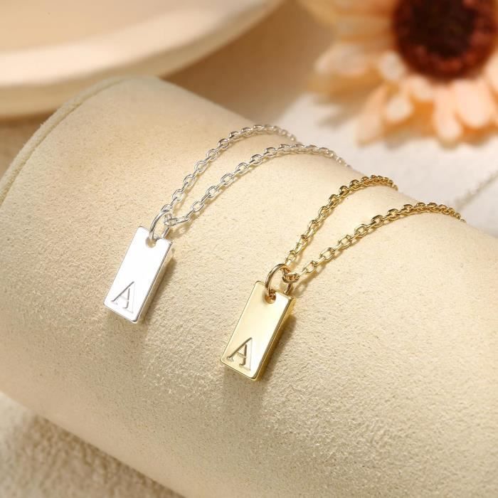 Collier Initiales Personnalisé pour Femmes Filles Lettre A-Z Collier Monogramme Argent 925 ...