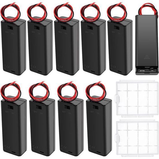 10 Pieces 2 AAA Battery Holders, 2 x 1.5V AAA Battery Case with Wires ...