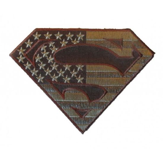 Ecusson thermocollant - Superman - Drapeau USA - Kaki - 12,5x9 cm ...