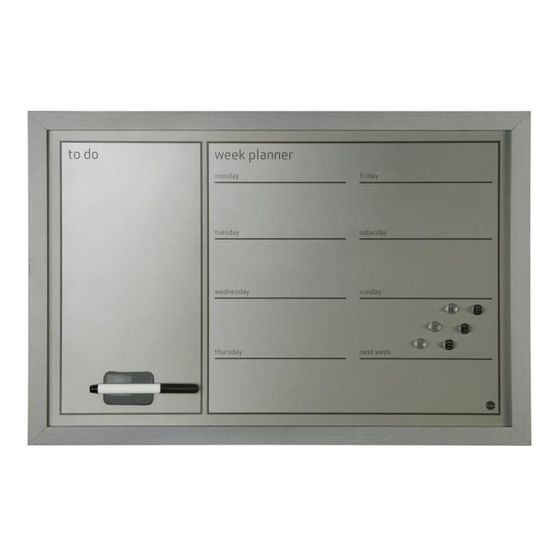 Bi-Office Tableau planning Hebdomadaire 60 x 40 cm Gris - MM03391539 ...