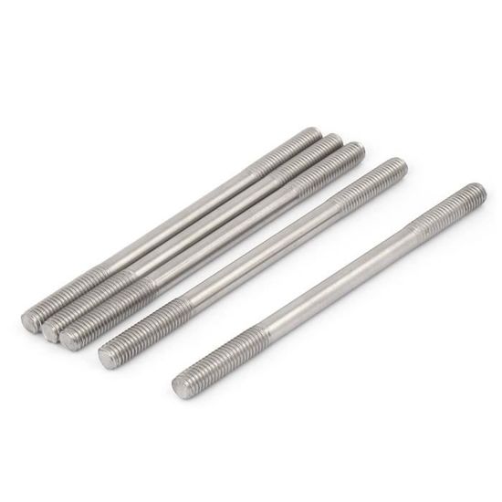 SOURCING MAP Goujon Double Extrémité Filetage Dents Tige Serré Réglable Pousser M8 x 130mm 5Pcs ...