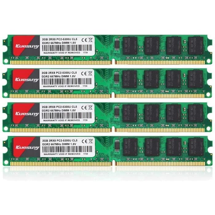 Mémoire RAM Lot de 4 Barrettes de mémoire vive 240 Broches PC2 5300 ...