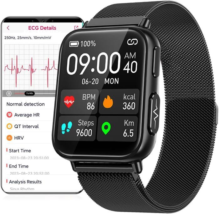 Montre Connectée ECG 191" Smartwatch Femme Homme Etanche IP68 Montre Intelligente Thermomètre ...
