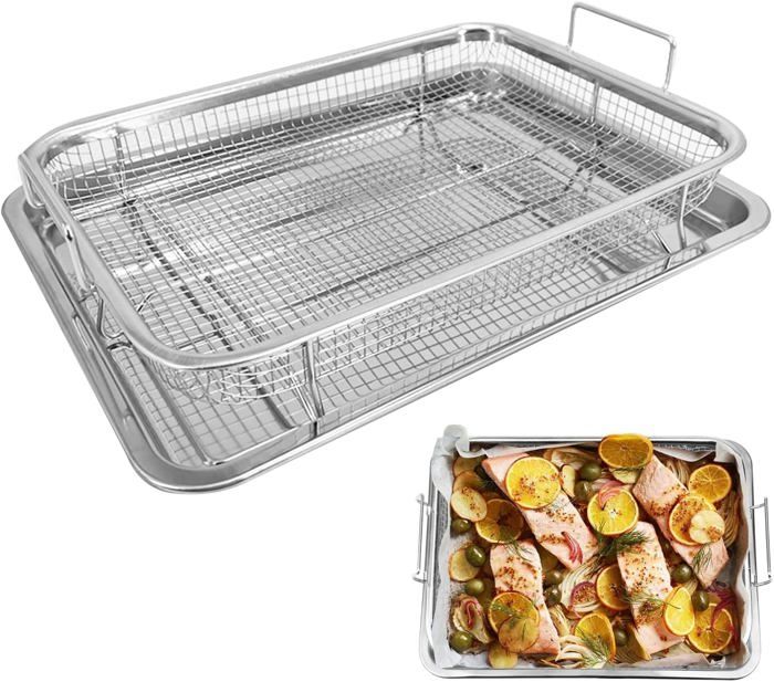 Lot de 2 plaques de cuisson carrées Air Fryer Racks - En acier ...