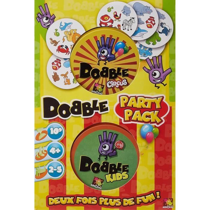 Jeu de société - ASMODEE - Dobble Party Pack - Dobble Kids et Dobble ...