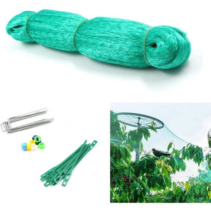 Filet Anti Oiseaux Filet de Protection Jardin Filet Arbre Fruitier 10m x 4m avec 10 attaches de ...