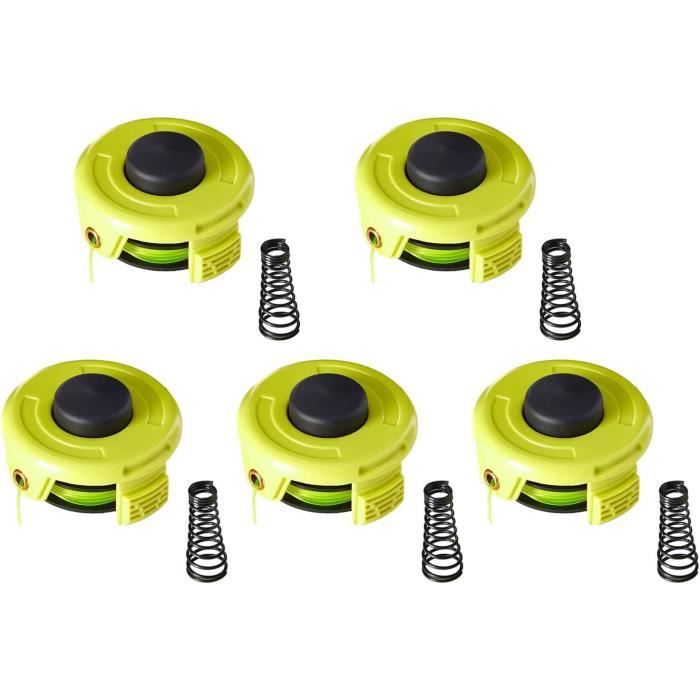 Lot de 5 bobines de fil et de ressort de couvercle pour débroussailleuse Ryobi RAC118 1,2 mm ...