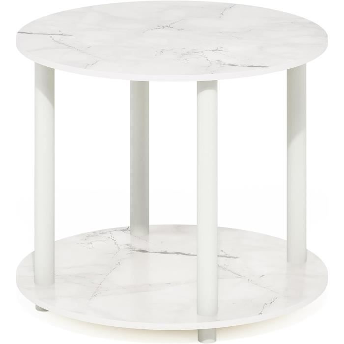 Turn-N-Tube Table Basse Ronde En Bois À 2 Niveaux,Marbre Blanc,1-Pack ...