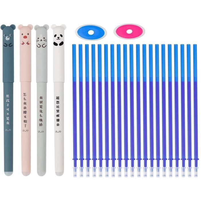 Stylo Encre Effacable Bleus, 4 Animé Stylos à Bille Effaçables 0,35 mm ...