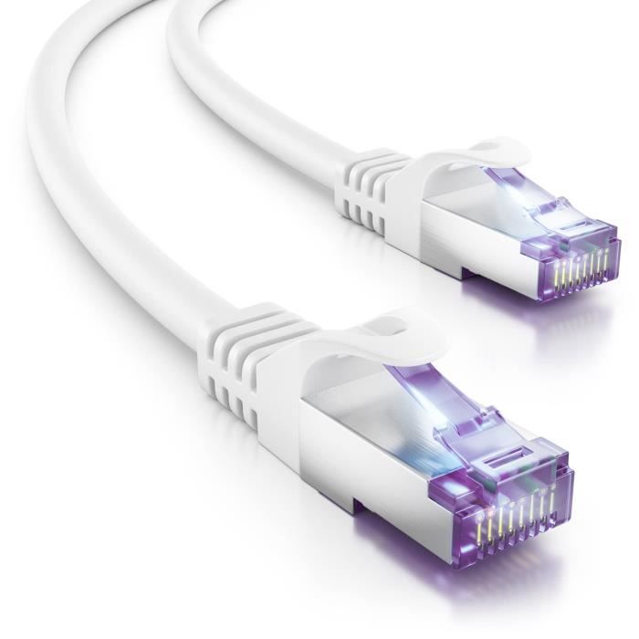 15m CAT7 Câble Réseau - 10 Gigabit - Câble de Raccordement RJ45 Câble ...