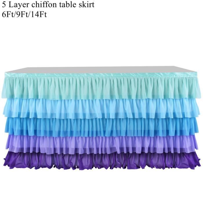 Nappe,jupe de Table universelle en mousseline de soie,pour fête,mariage ...