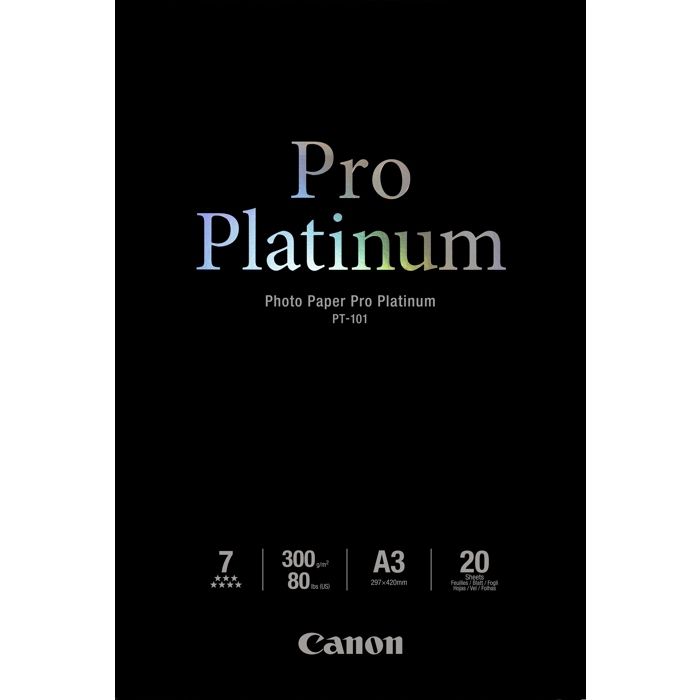 Papier photo pro platinum 300g/m2 - PT-101 - CANON - A3 20 feuilles ...