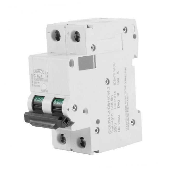 Disjoncteur miniature Disjoncteur basse tension DC 250V 63A 2P Panneaux solaires System System ...