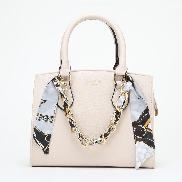Sac à main beige avec chaîne et foulard décoratifs TU Beige - Cdiscount ...
