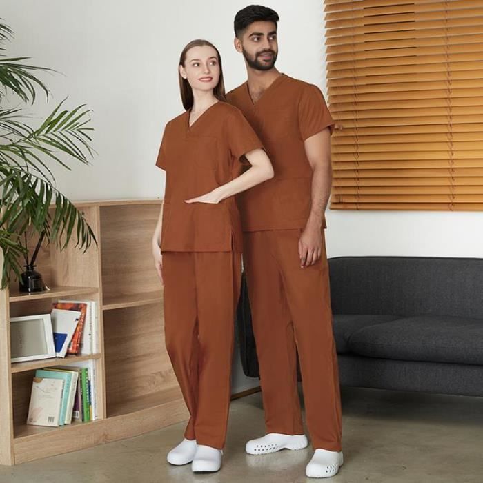 Uniforme d'infirmière Tshirt + Pantalon - HBSTORE - 42001 Khaki - Coton ...