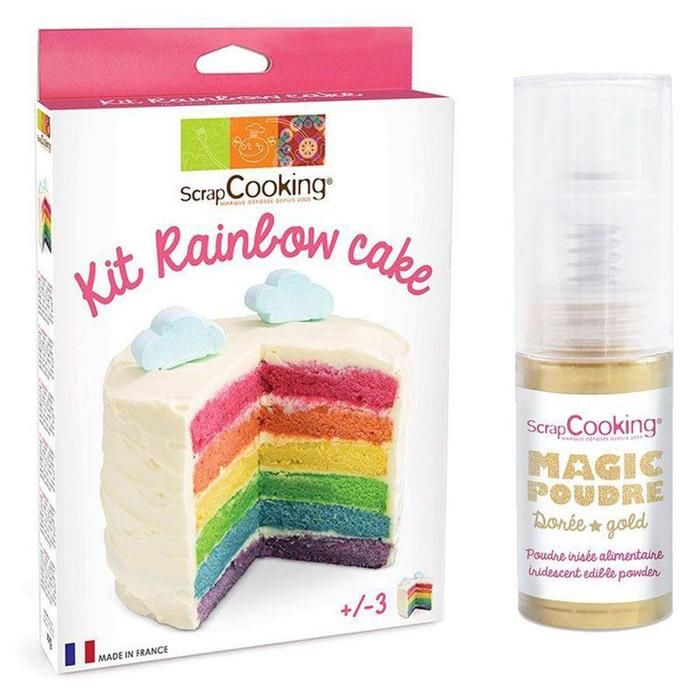 Kit Rainbow Cake + 1 poudre alimentaire irisée dorée - Cdiscount Au ...