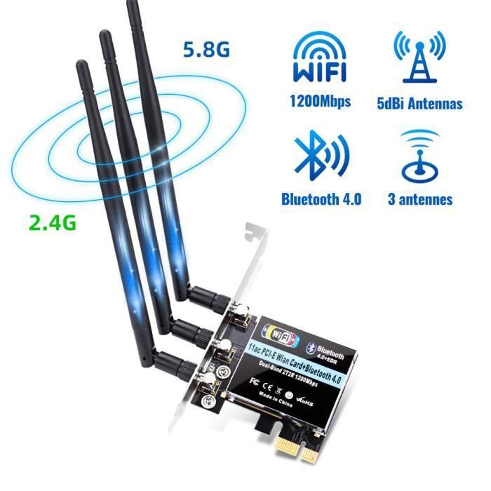 Carte WiFi PCI-E - SDLOGAL - 1200 Mbps - Bluetooth 5.0 - Ultra-Faible ...