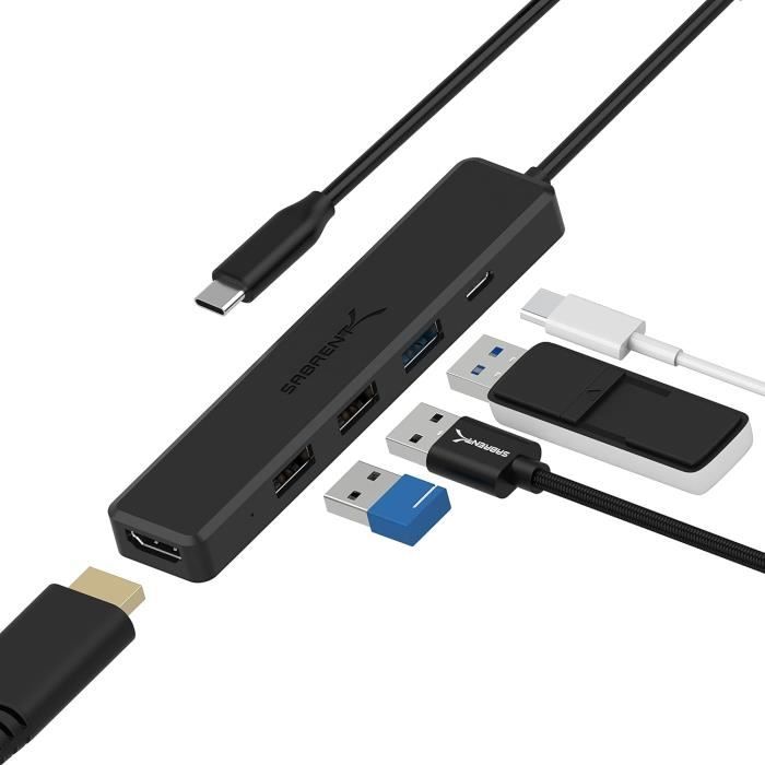 SABRENT hub USB c, Data hub avec HDMI 4K 1 Port USB 3.2 2 USB Port 2.0 ...
