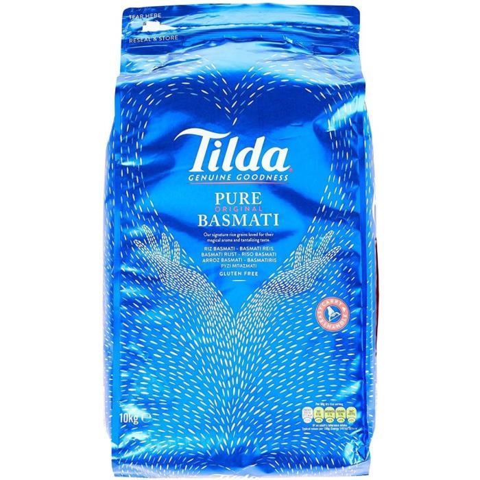 Riz Basmati Long Pure Original - Marque TILDA - Sac de 10KG - Sans ...