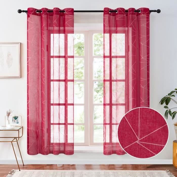 RIDEAU - DOUBLE RIDEAUX Voilage - 140cm x 260cm - Rouge - pour Salon ...