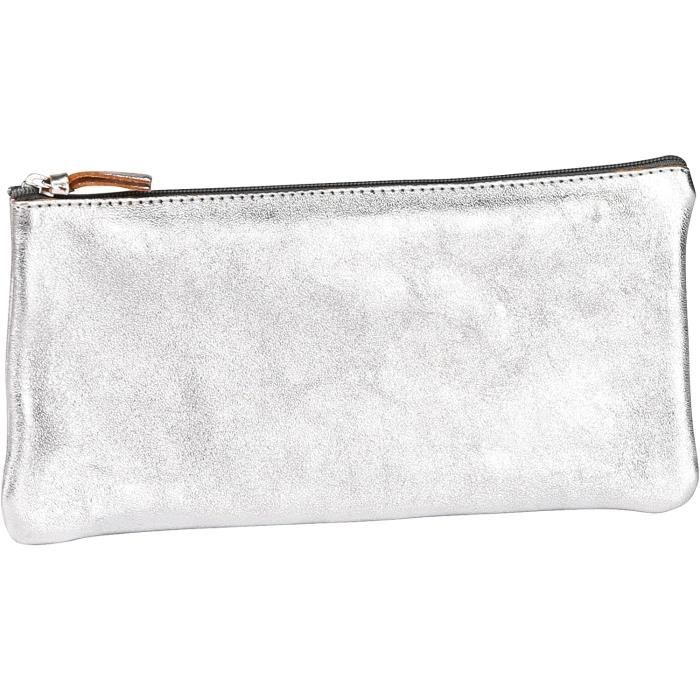 8701C - Trousse Scolaire Plate Argentée Effet Irisé 22X11 Cm En ...