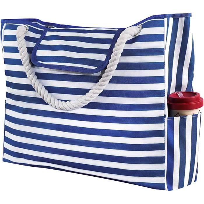 Sac De Plage Femme Rayé Grand Sac De Plage Avec Boucle Magnétique Sac ...