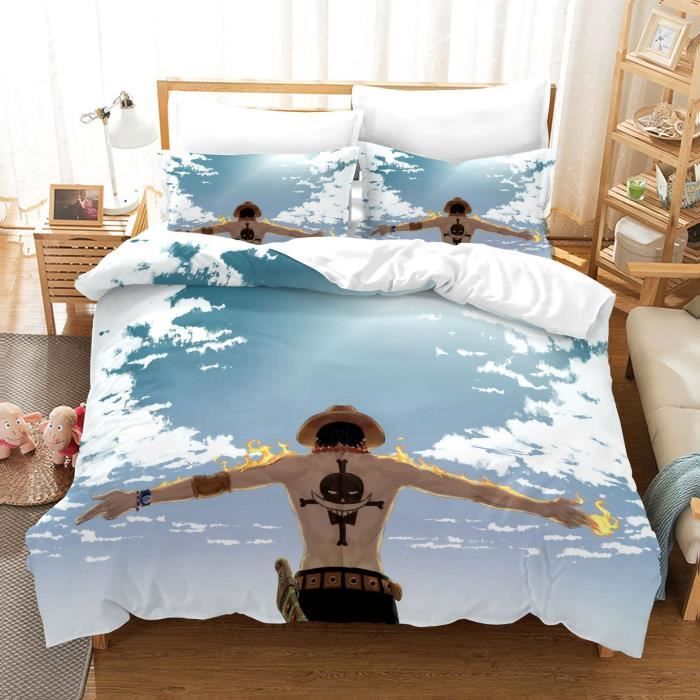 One Piece Luffy Animé 220*240cm Chopper Zoro Sanji 3 pièces 1 housse de couette et 2 taies d ...
