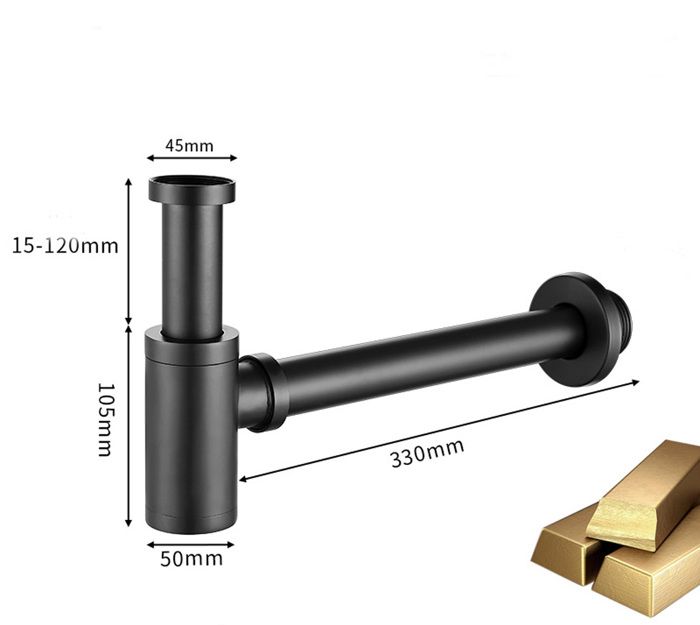 Siphon design noir mat, siphon en laiton pour évier - Cdiscount Bricolage