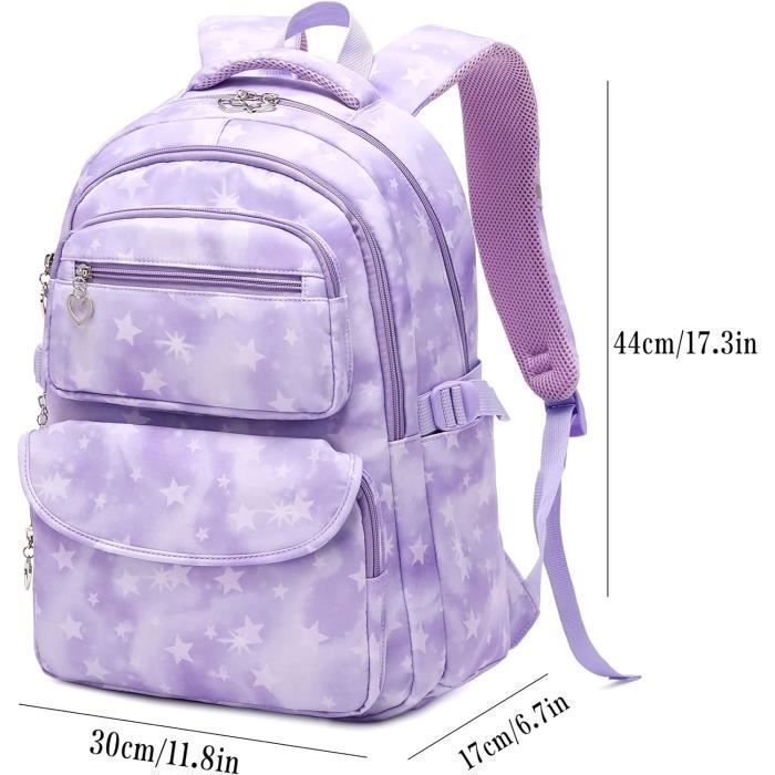 Cartable Fille Primaire - - toile Violet - Nylon impermable - Dos toile ...