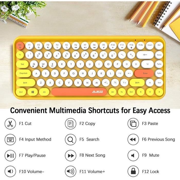 Mini Clavier sans Fil Bluetooth, QWERTY Layout, Compact 84 Touches ...