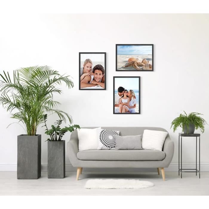 Cadre Photo A3 Set De 2 Cadres Photo En Bois Massif Noir Avec Plexiglas ...