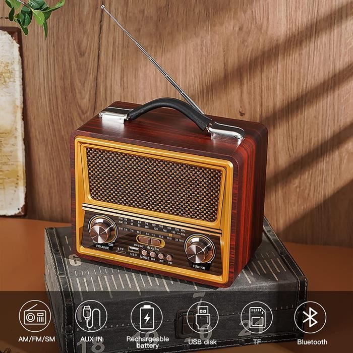 Radio Portable, Radio Vintage Bluetooth FM AM (MW) SW Design eois ...