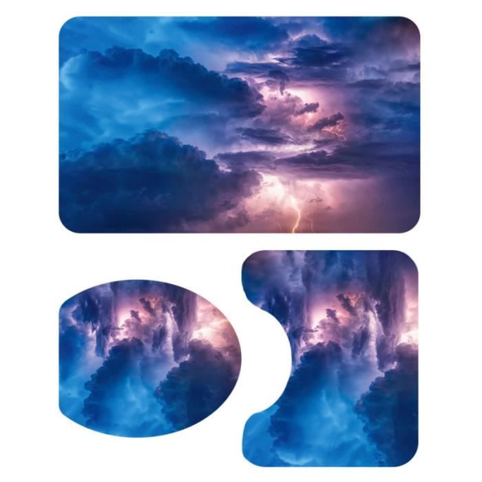 3 en 1 Thunder Cloud Motif Tampons de Salle De Bains Ensemble ...